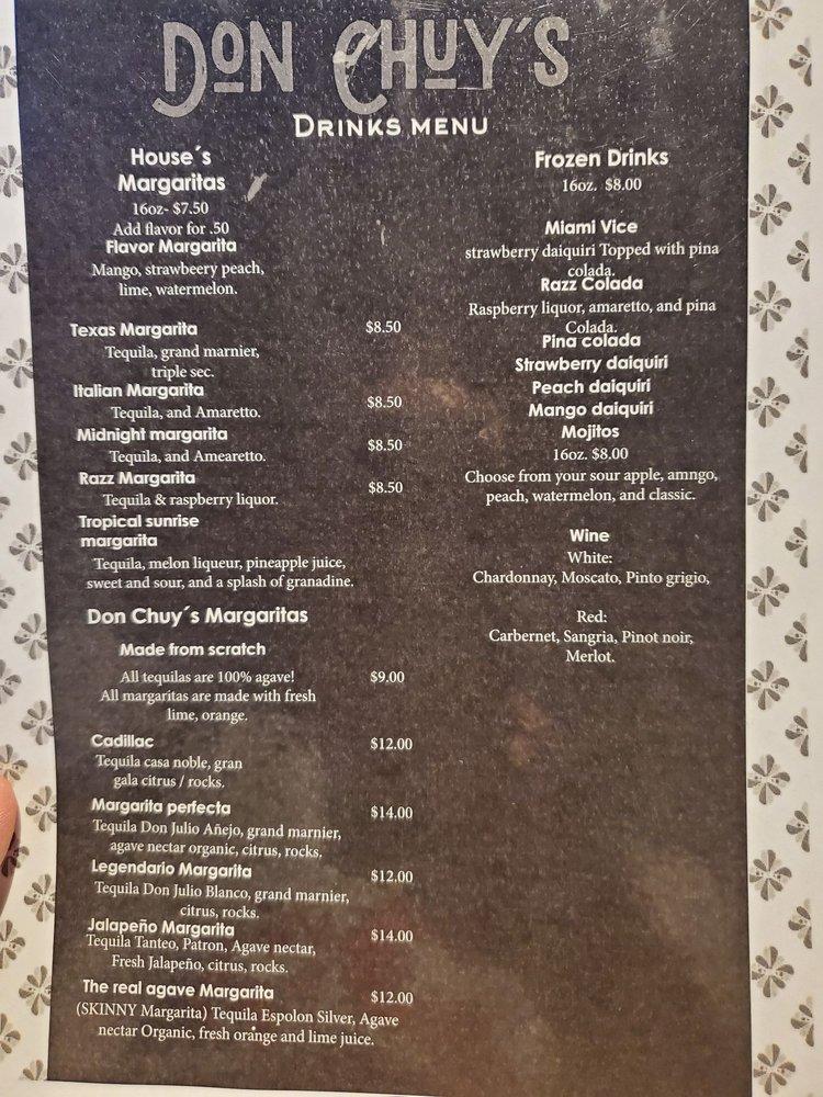 Menu at Don Chuy's Fresh Mex & Cantina steakhouse, Lee's Summit