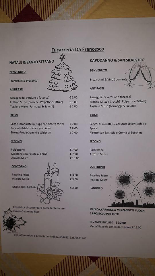 Menu da Sotto al Noce ristorante, Lizzanello