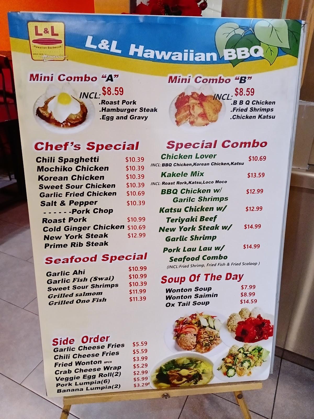 Menu at L&L Hawaiian Barbecue, Kailua-Kona, 74-5035 Queen Ka'ahumanu Hwy