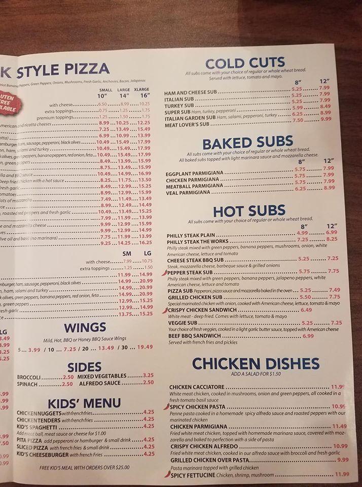 Menu at Italian Garden restaurant, Galax