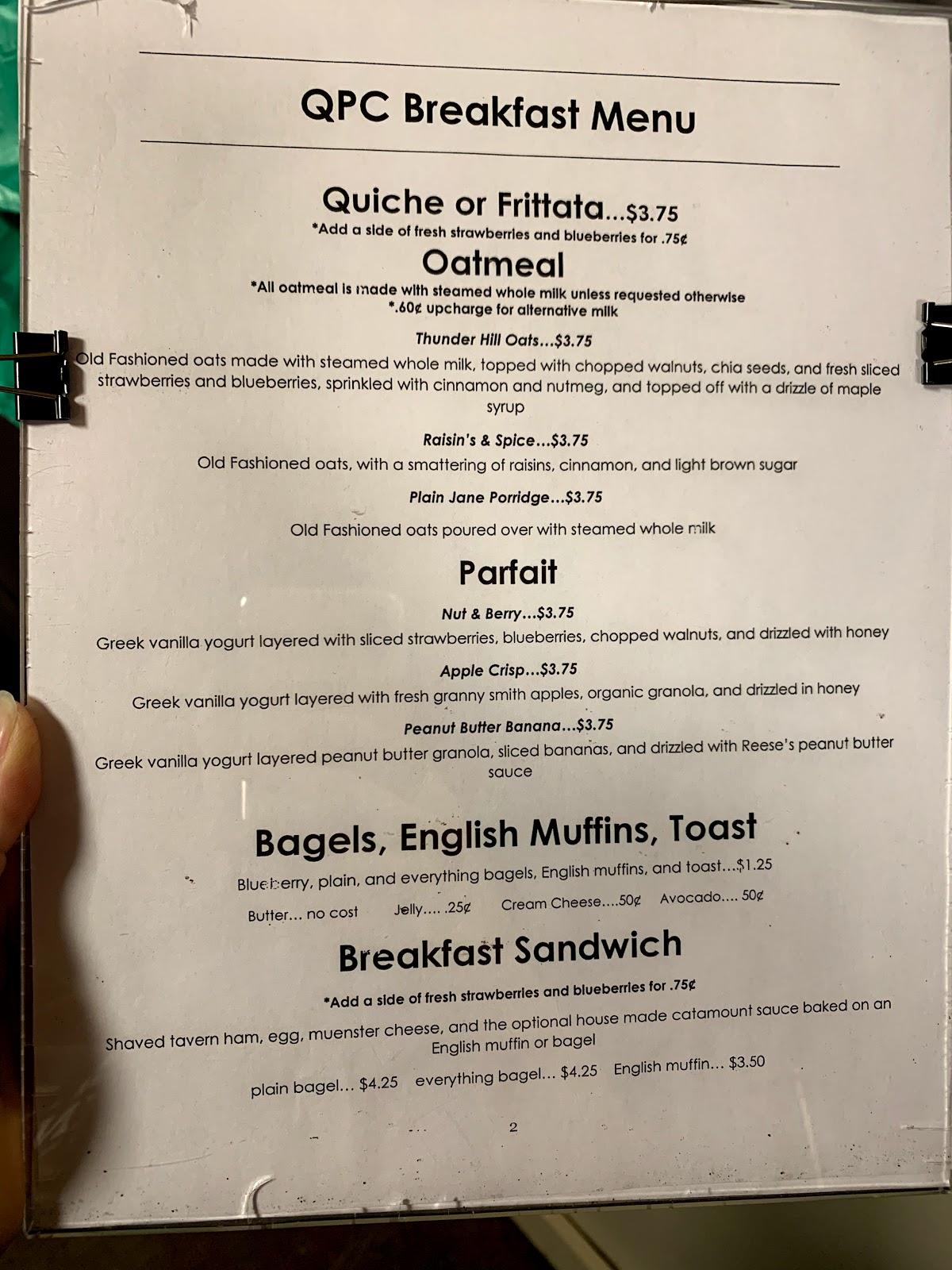 Menu at Queen's Point Coffee cafe, Keyser