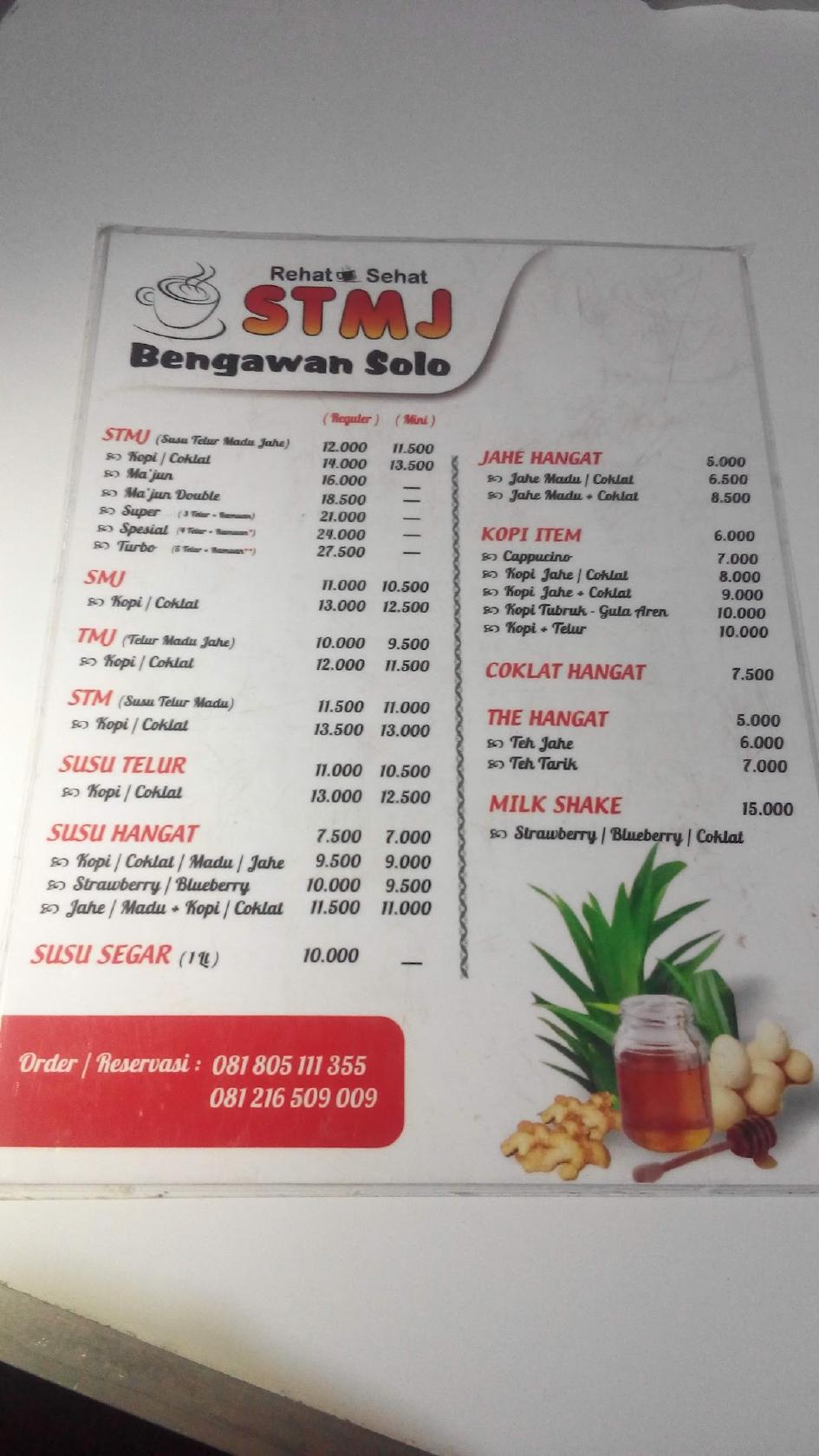 Carta del café STMJ Bengawan Solo, Malang, Jl. Tumenggung Suryo No.35