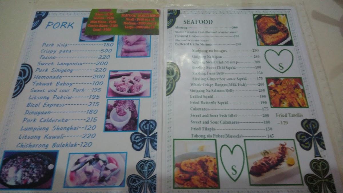 Menu at Samantha’s Bulalo and Seafoods Special restaurant, Tagaytay