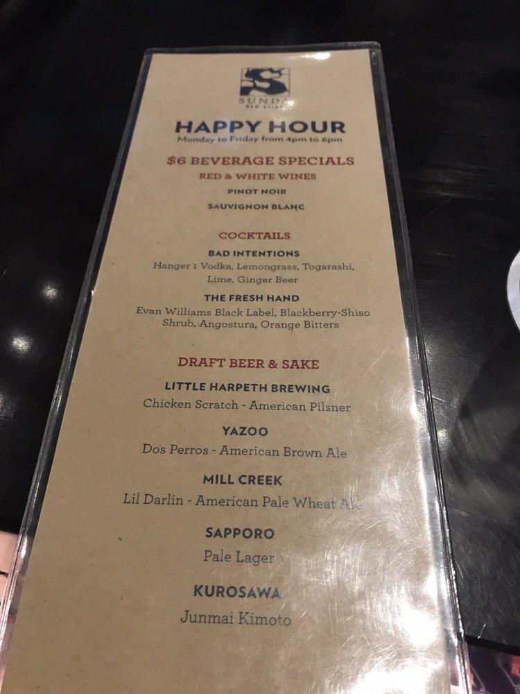 Menu at Sunda Nashville restaurant, Nashville