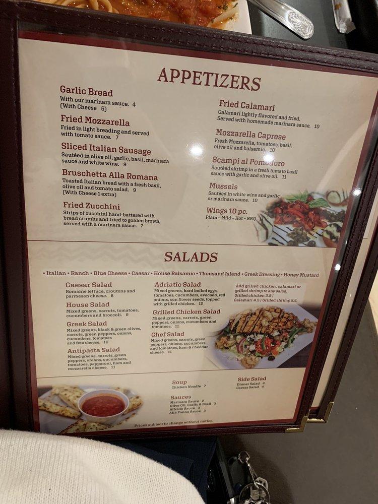 Menu at Adriatic Cafe Italian Grill, Katy