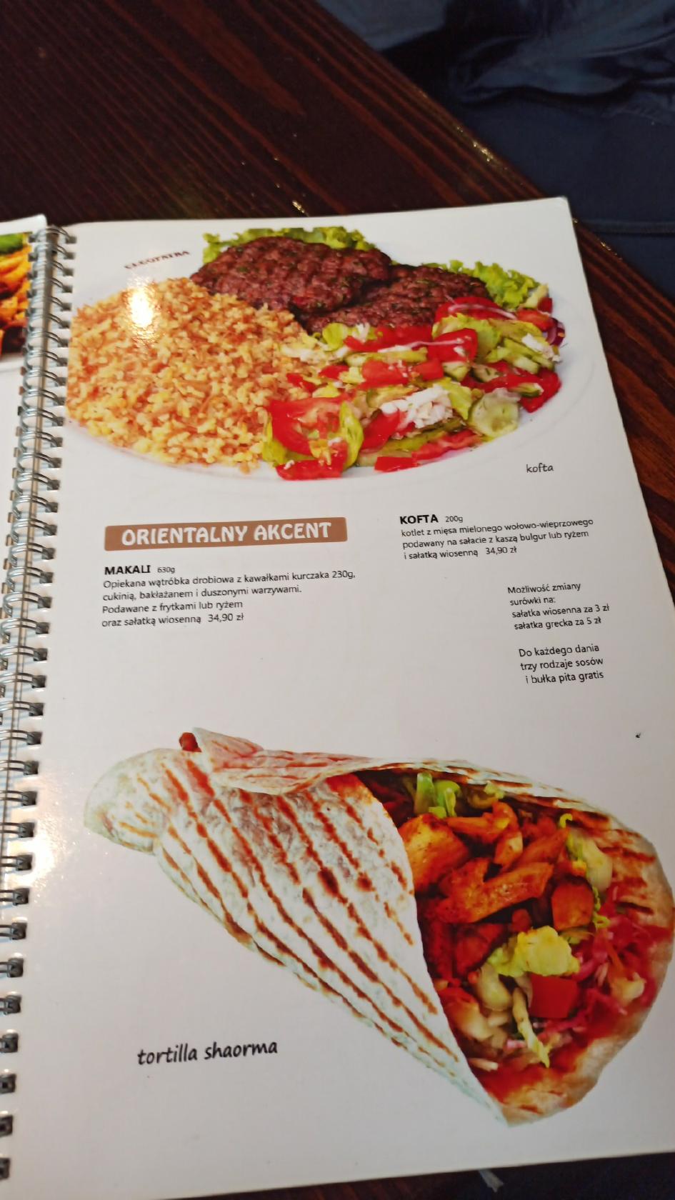 Menu at Cleopatra restaurant, Wloclawek, Warszawska 17