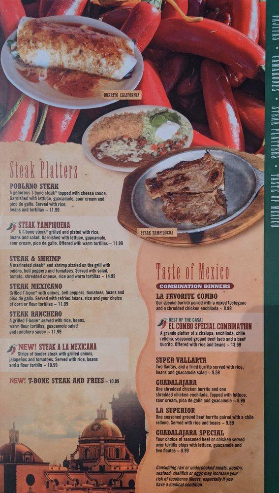 Menu at El Chile Poblano restaurant, Alexandria, S Park Ave