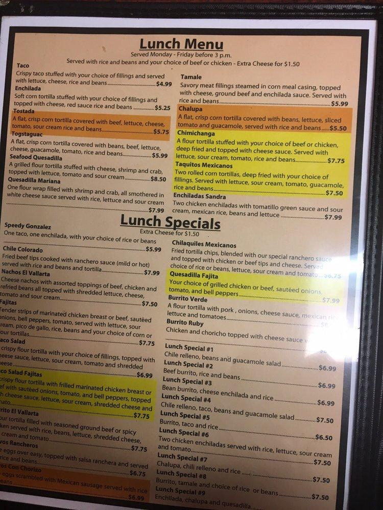 Menu at El Caporal restaurant, Sparta