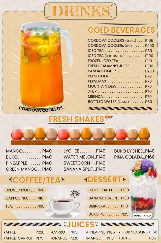 Menu at Lantaw Floating Native Restaurant - Cordova, Cebu City