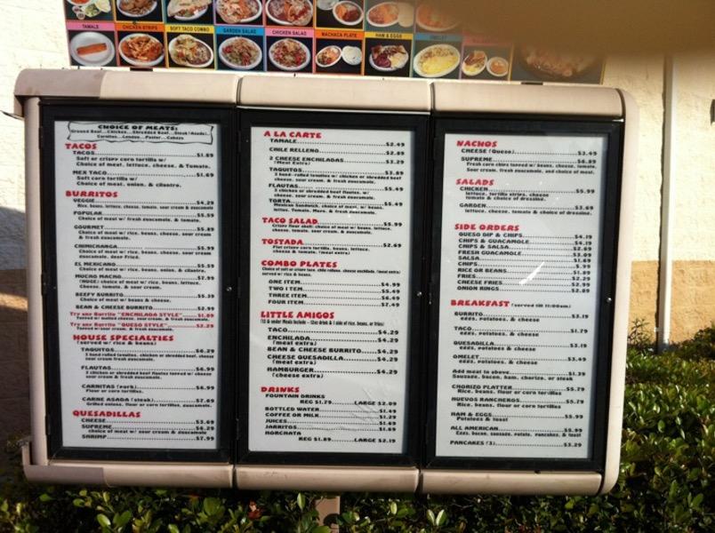 Menu at Los Tacos restaurant, Fairhope, Greeno Rd