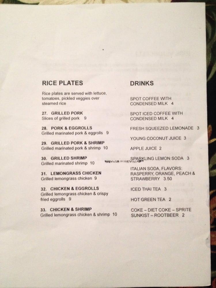 Menu at Pho Spot restaurant, San Jose, Blossom Hill Rd