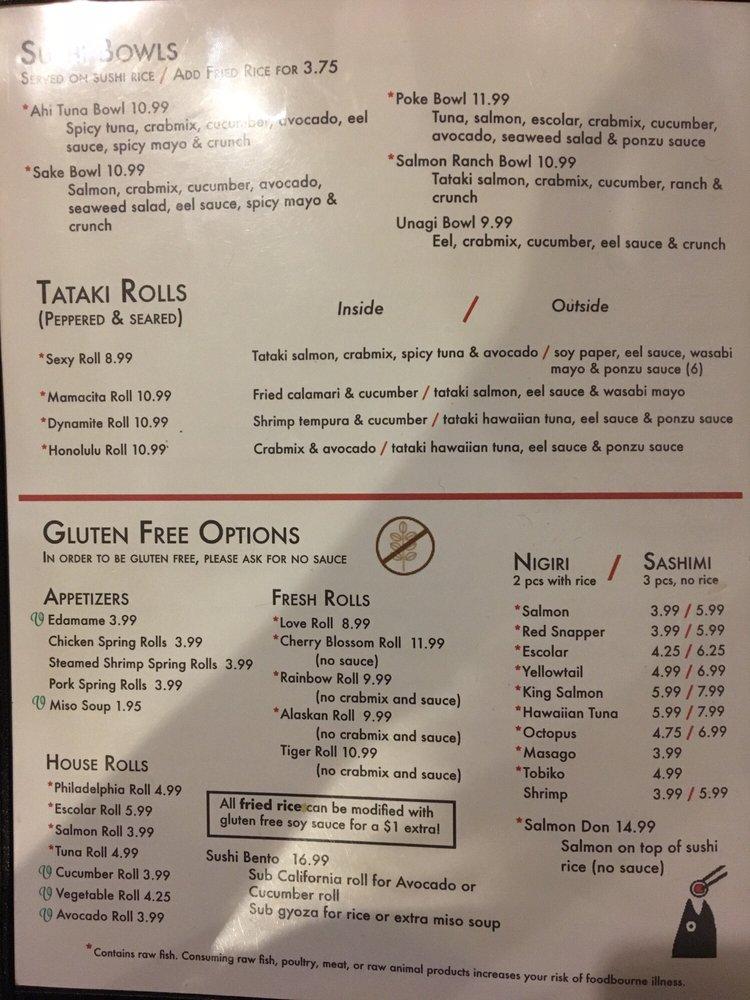 Menu at Aji Sushi restaurant, College Station