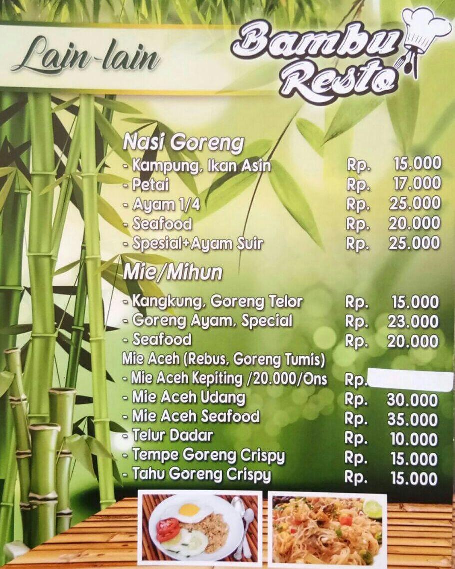 Menu at Bambu Resto restaurant, Pekanbaru