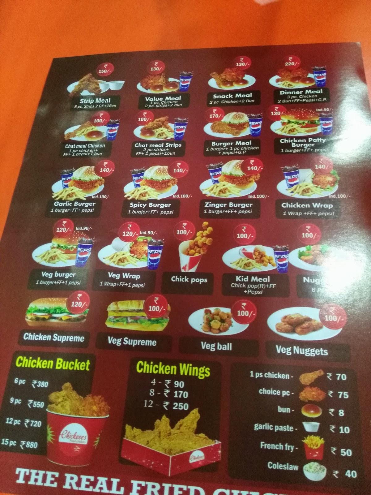 Menu at Chickees Fried Chicken, Payyanur, Ezhimala Payyanur Rd