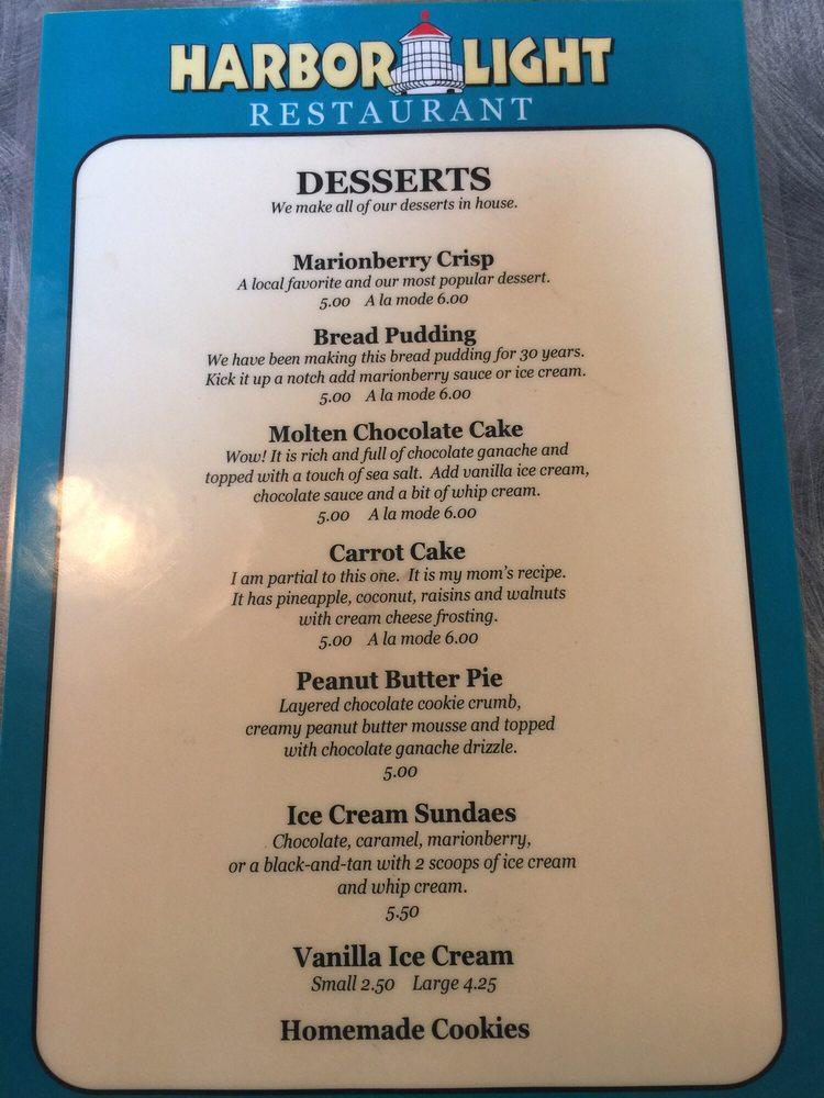 Menu at Harbor Light Restaurant, Reedsport