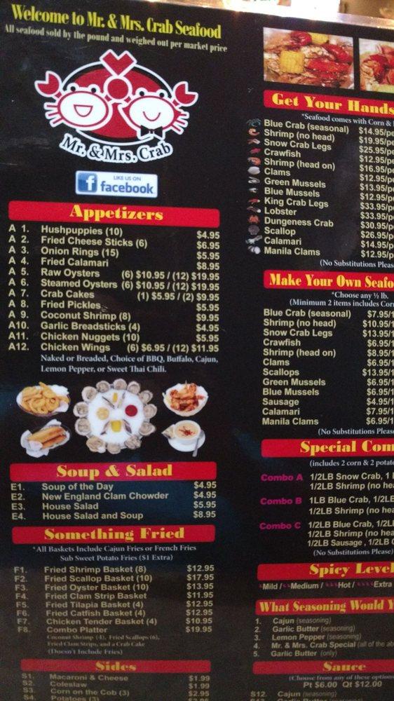 Menu at Mr. & Mrs. Crab - Brandon pub & bar, Brandon