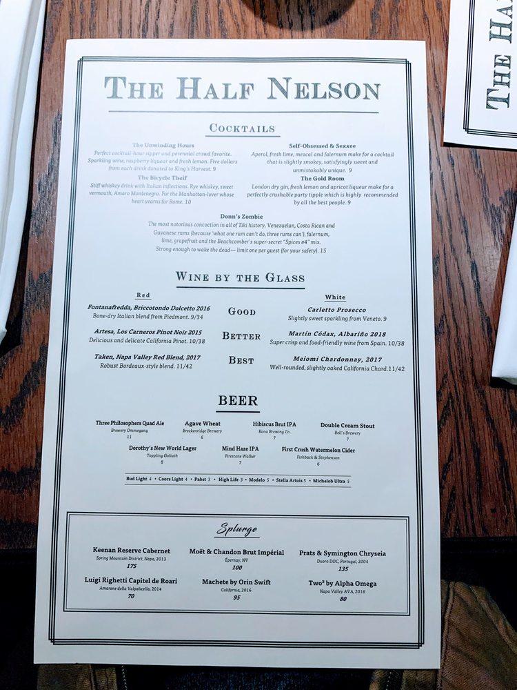 Menu at The Half Nelson pub & bar, Davenport