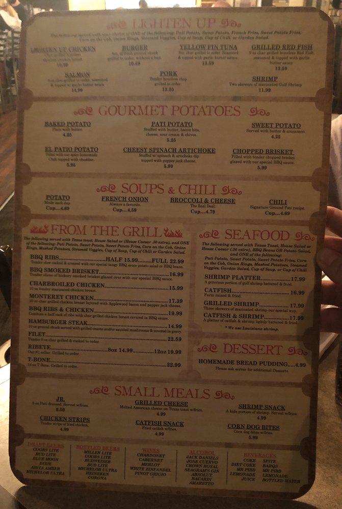 Menu at Ground Pat'i Grille & Bar, Metairie, David Dr