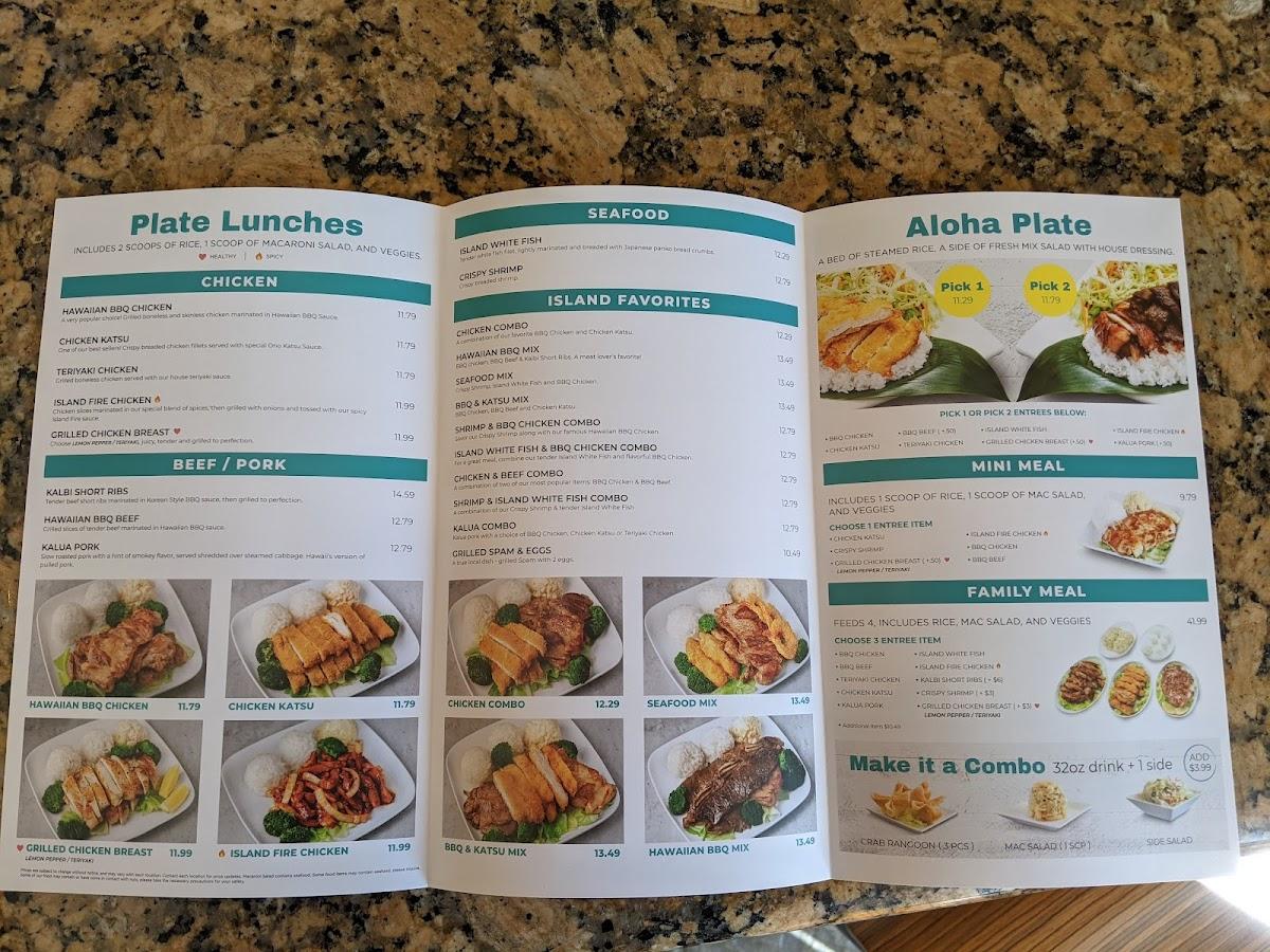 Menu at Ono Hawaiian BBQ, Colma