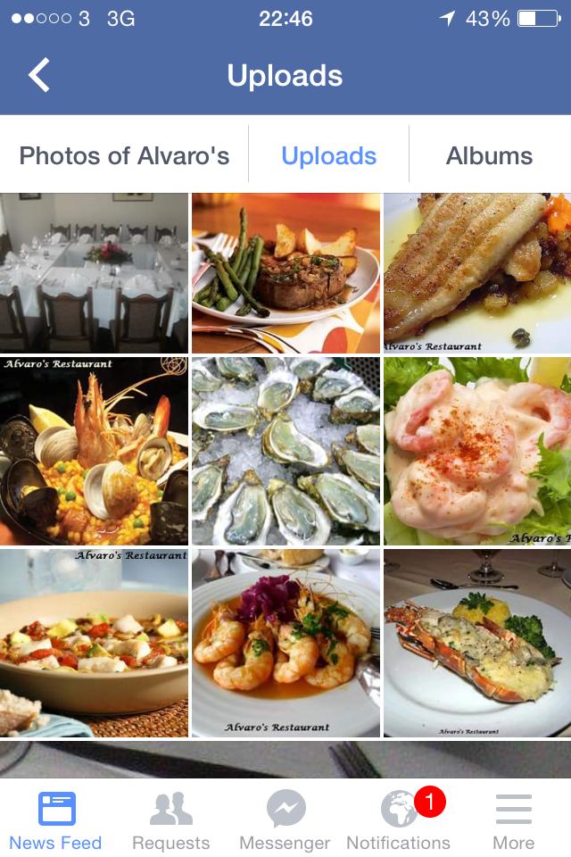 Menu at Alvaros’ restaurant establish since 1977*****, Southend-on-Sea