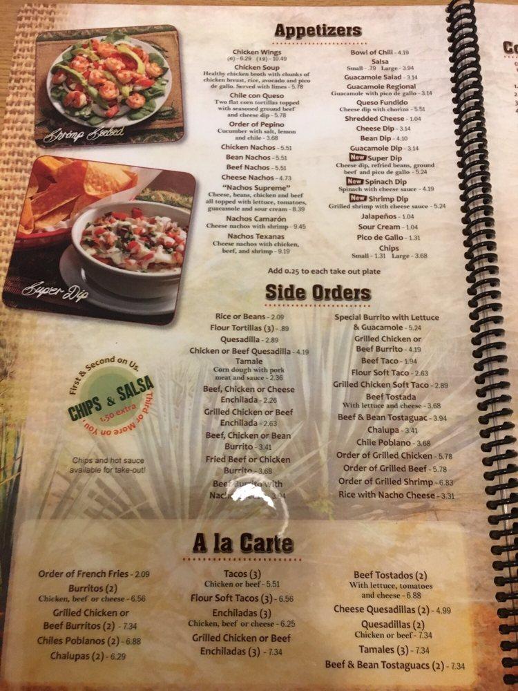 Menu at El Agavero Mexicano restaurant, Mount Airy