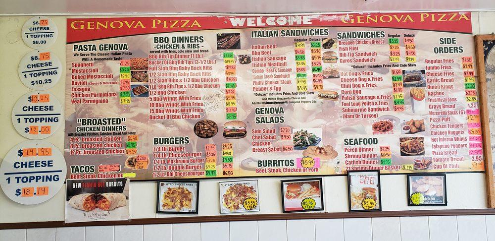 Menu at Genova Pizza pizzeria, East Chicago