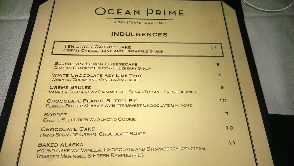 Menu at Ocean Prime steakhouse, Tampa, N Westshore Blvd
