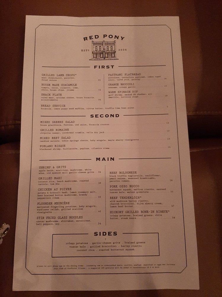 Menu at Red Pony pub & bar, Franklin, 108 Bridge St