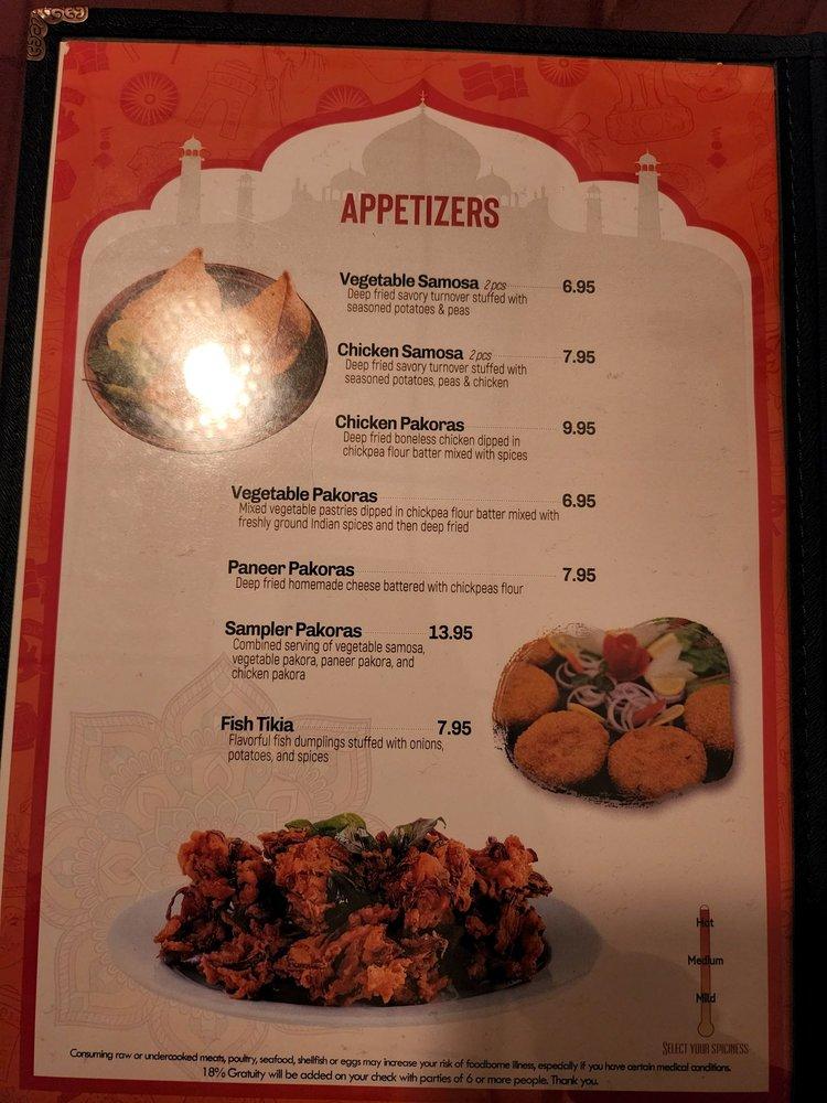 Menu at Taste of India restaurant, Anchorage, Arctic Blvd I