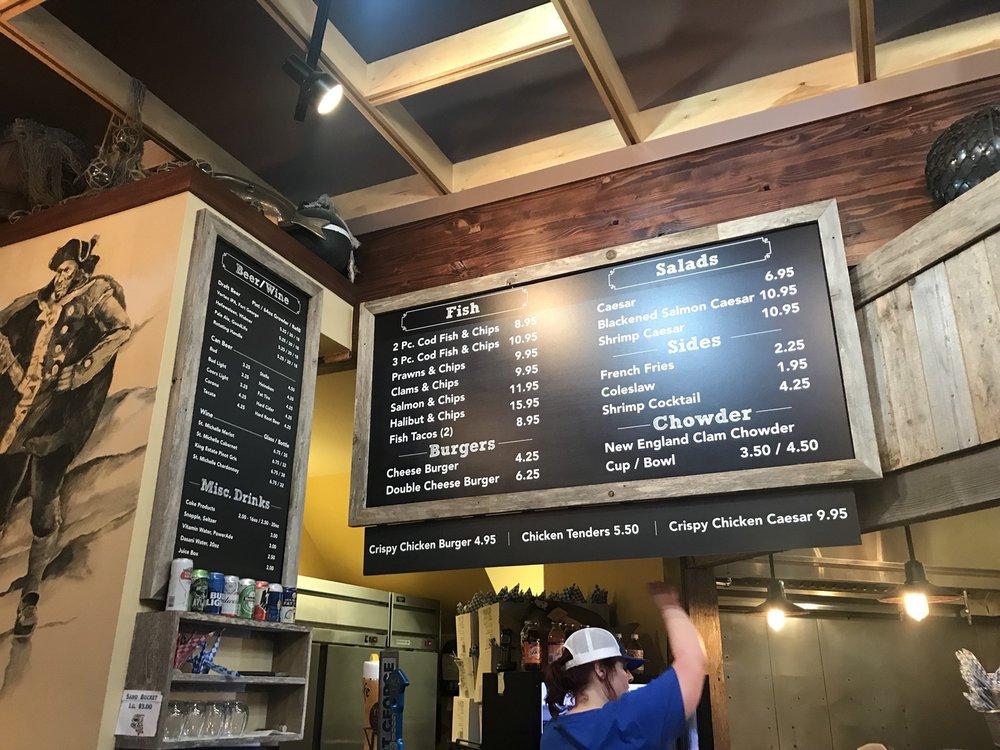 Menu at Tom's Fish & Chips restaurant, Cannon Beach
