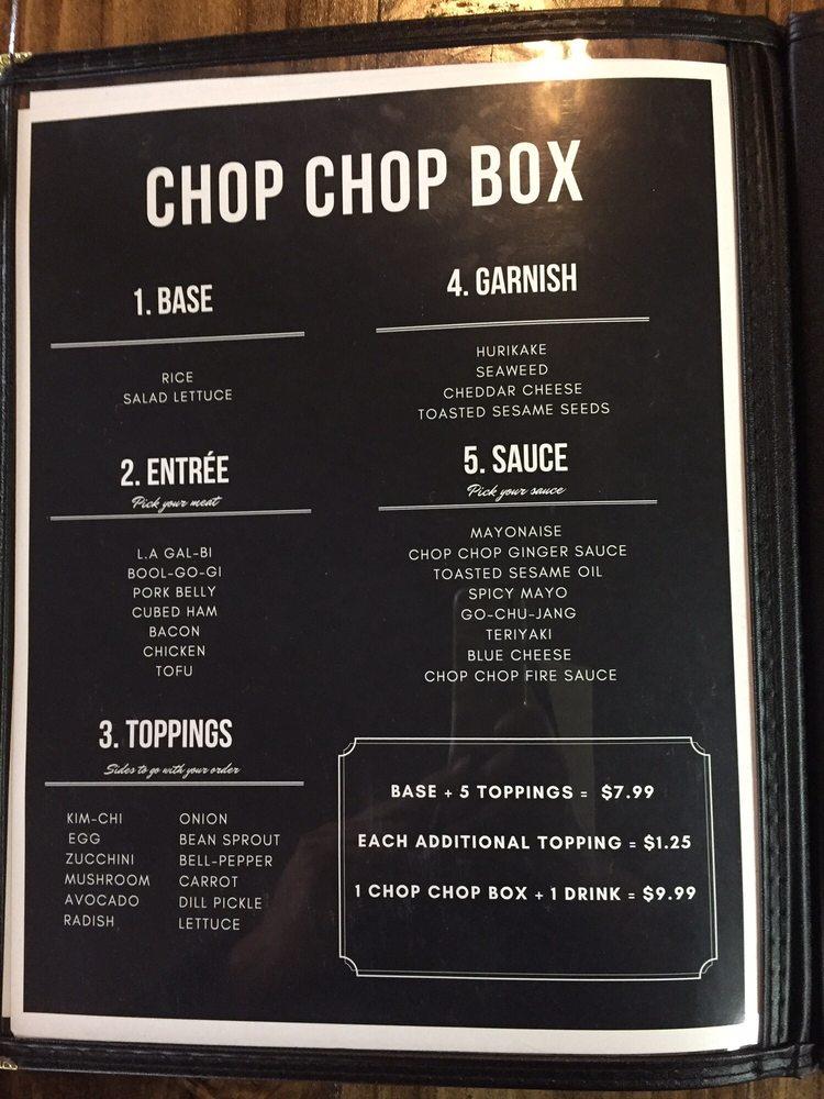 Menu at Chop Chop Restaurant & Karaoke Bar, Daytona Beach