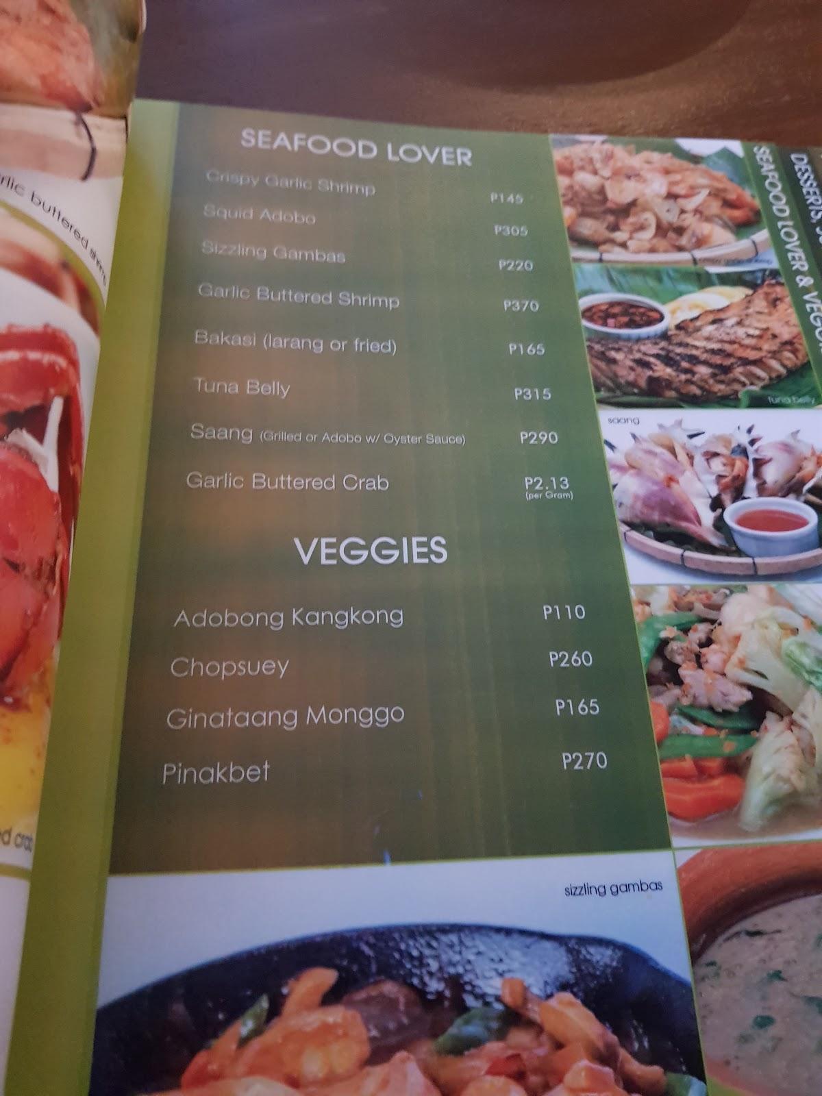 Menu at Lantaw Native Restaurant Bohol, Tagbilaran City