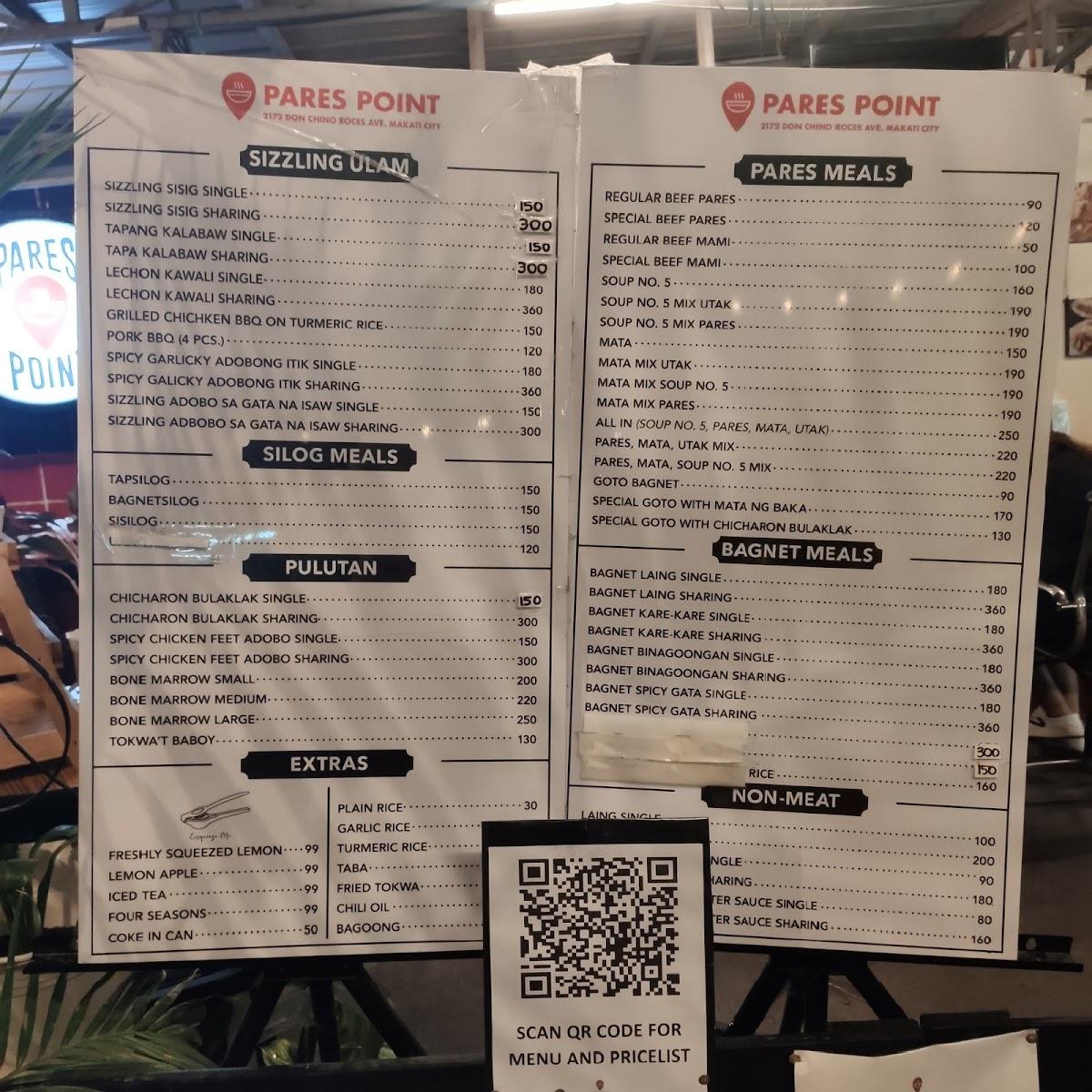 Menu at Pares Point The Original restaurant, Makati