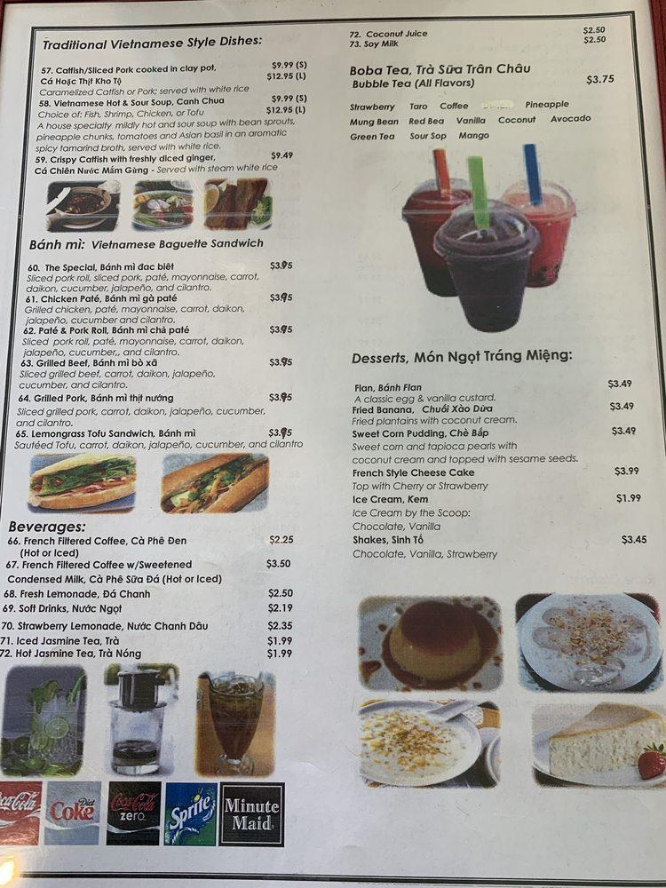 Menu at Pho 36 restaurant, Avon