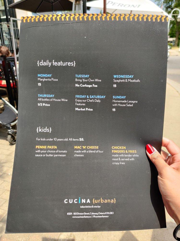 Menu at Cucina Urbana Italian Kitchen & Wine Bar, Cobourg