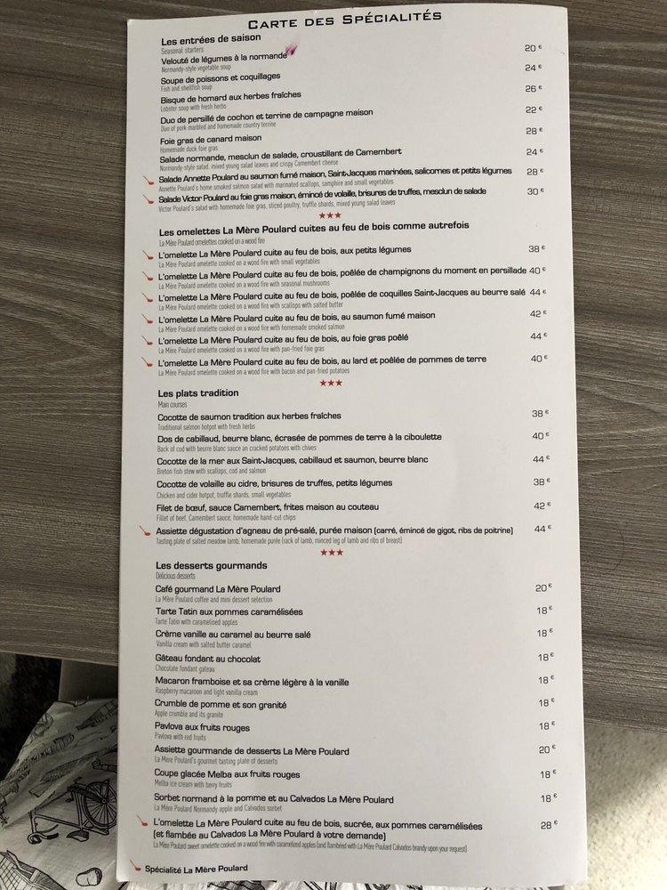 Menu at Hotel La Mère Poulard restaurant, Mont Saint-Michel, Grande Rue ...
