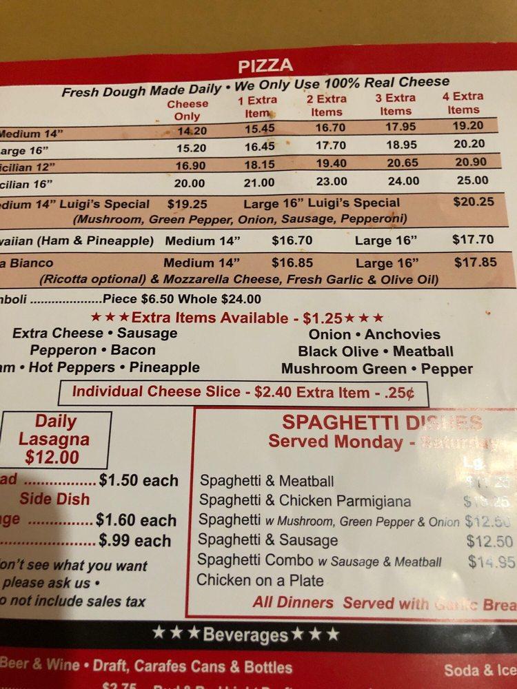 Menu at Luigi's Pizza pizzeria, Naples