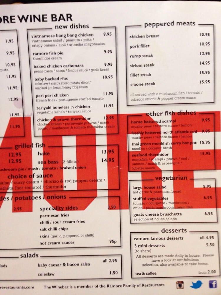 Menu at Ramore Restaurants, Portrush, Portrush