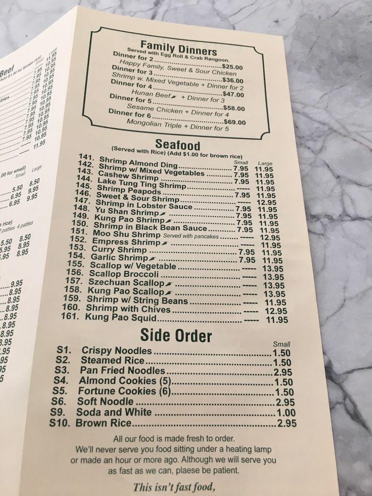 Menu at Shanghai Garden restaurant, Glencoe