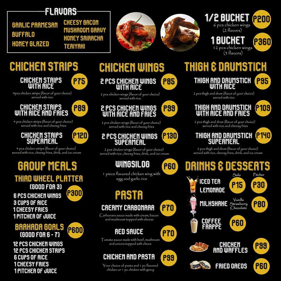 Menu at Wings Ave - Letran restaurant, Calamba