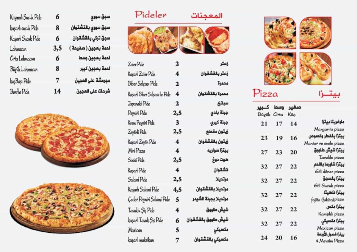 Menu at Tasty Food, Istanbul