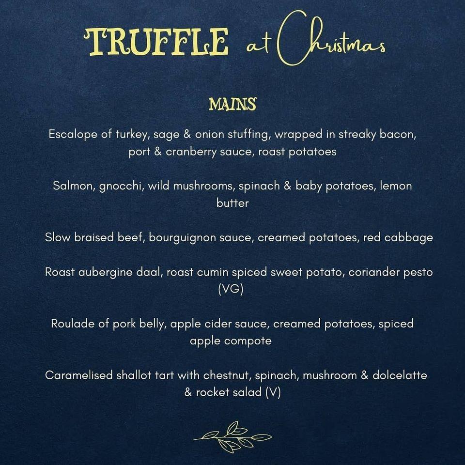 Menu at Truffle restaurant, Swansea