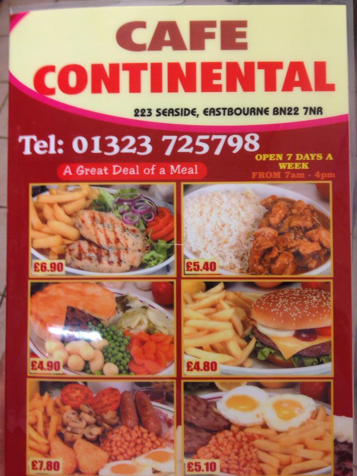 Menu at Café Continental cafe, Eastbourne, 223 Seaside
