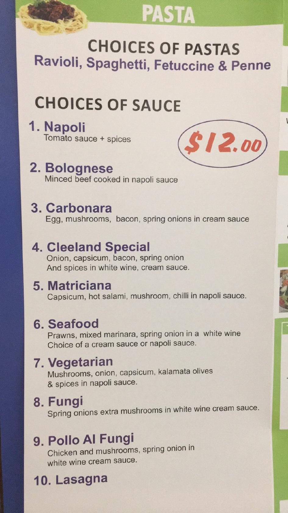 Menu at Cleeland Pizza House pizzeria, Dandenong