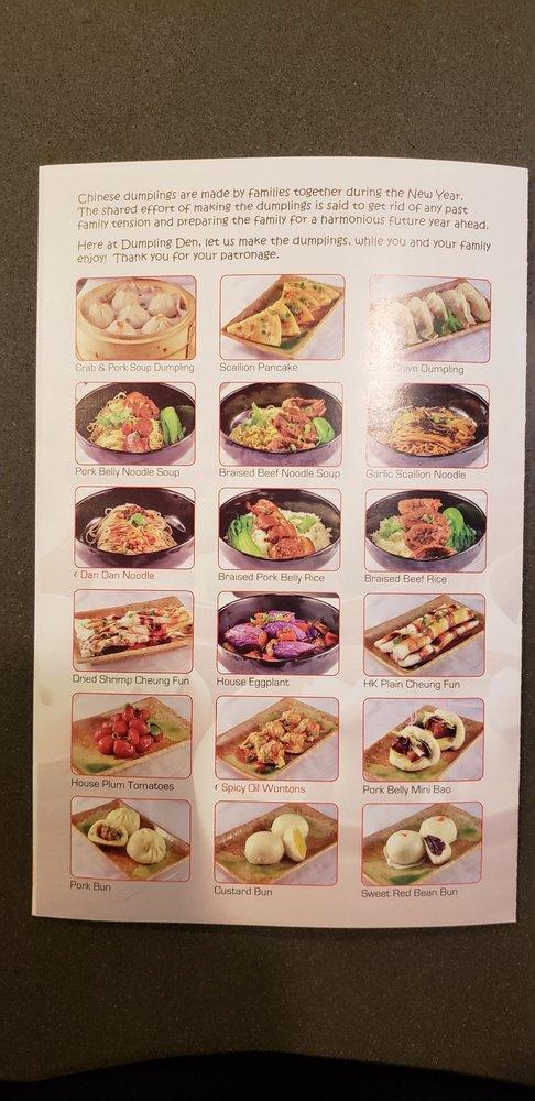 Menu at Dumpling Den restaurant, Fort Lee