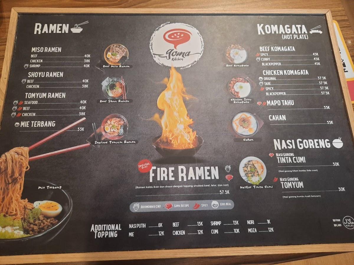 Menu at Goma Kitchen Kotwis restaurant, Indonesia