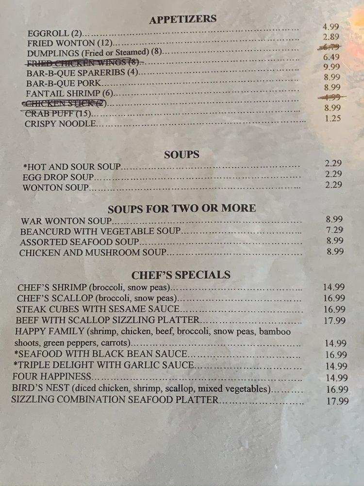 Menu at Lai Lai Chinese Restaurant, Douglas