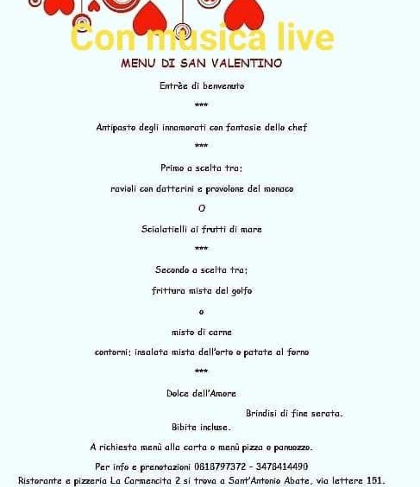 Menu da Ristorante La Carmencita 2 Di Gennaro Di Perna, Sant'Antonio ...