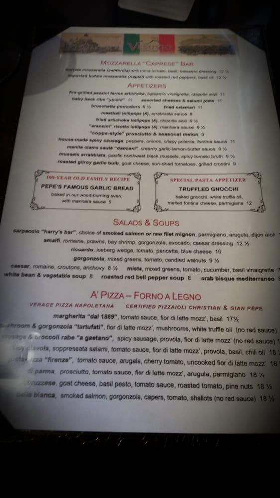 Menu at Vesuvio Restaurant, Carmel-by-the-Sea, 6th Ave & Junipero St