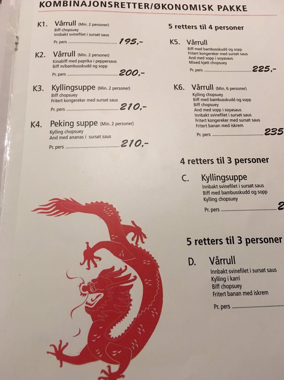 Menu At China City Restaurant Larvik